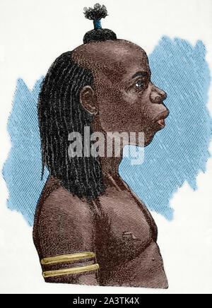 Africa. Manyema indigenous, warlike Bantu people. Engraving. Africa ...