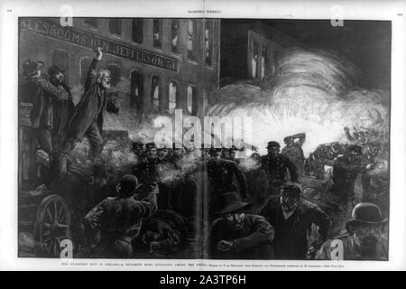The anarchist riot in Haymarket Square, Chicago 1886 - A dynamite bomb ...