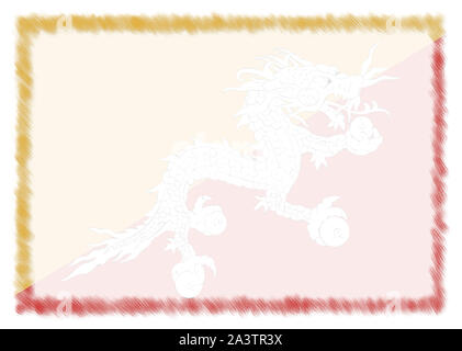 Border made with Bhutan national flag. Brush stroke frame. Template ...