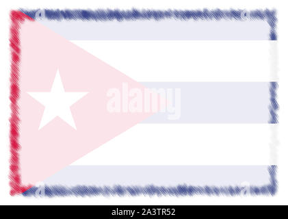 Border made with Cuba national flag. Brush stroke frame. Template ...