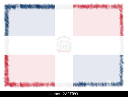 Border made with Dominican Republic national flag. Brush stroke frame ...