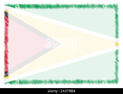 Border made with Guyana national flag. Brush stroke frame. Template elements for your ...