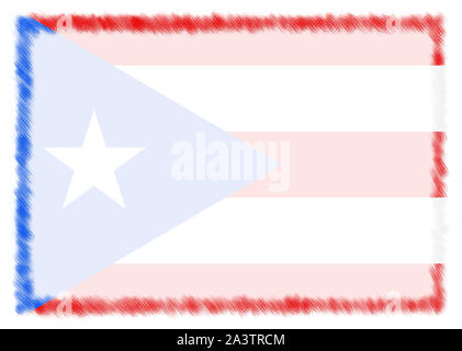 Border made with Puerto Rico national flag. Brush stroke frame ...