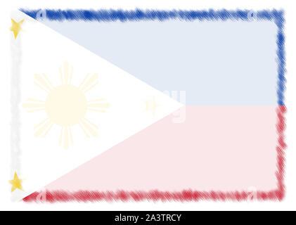 Border made with Philippines national flag. Brush stroke frame ...