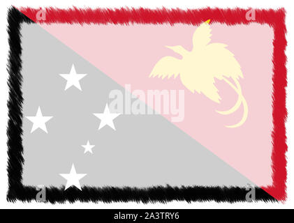 Border made with Papua New Guinea national flag. Brush stroke frame ...