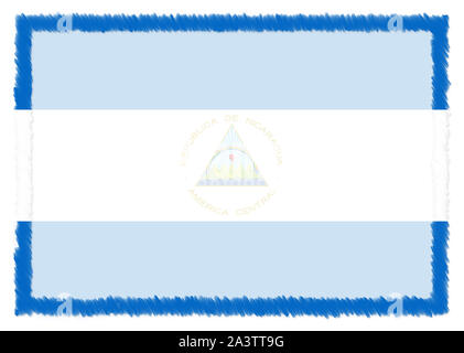 Border made with Nicaragua national flag. Brush stroke frame. Template ...