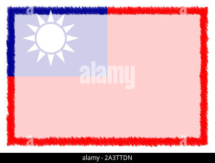 Border made with Taiwan national flag. Brush stroke frame. Template ...
