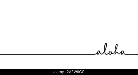 Aloha word - continuous one line with word. Minimalistic drawing of ...