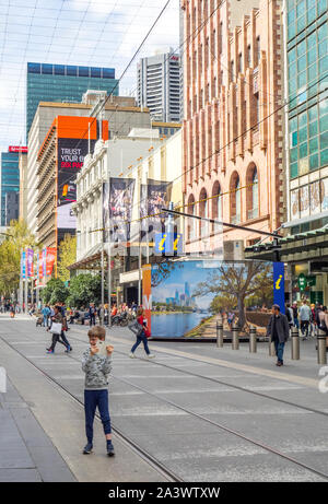Pedestrians in Bourke Street Mall Melbourne Victoria Australia Stock ...