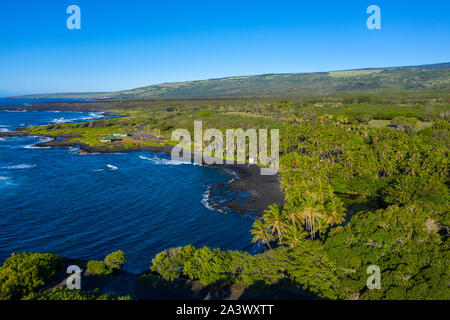 Punaluu Black Sand Beach, Pahala, Kau, Big Island of Hawaii, Hawaii ...