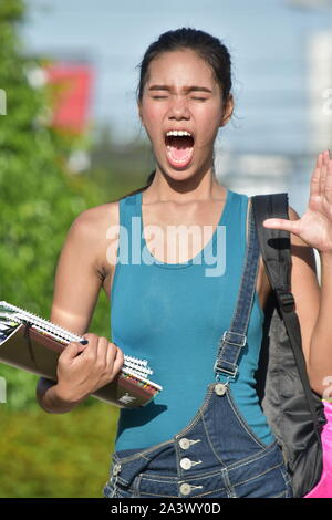 Youthful Diverse Female Student Under Stress Stock Photo - Alamy
