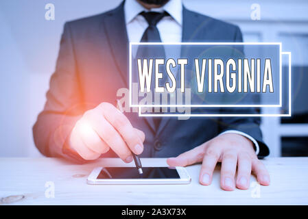 Handwriting text writing West Virginia. Concept meaning United States ...