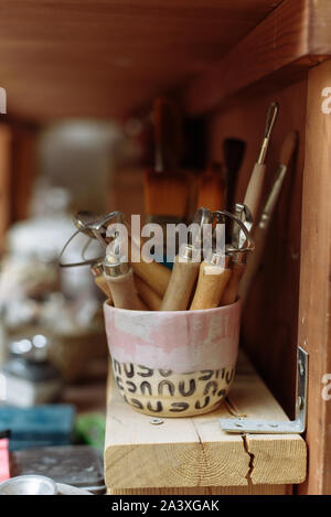 Pottery loops, scrapers and stacks. Tools for working with clay and ...