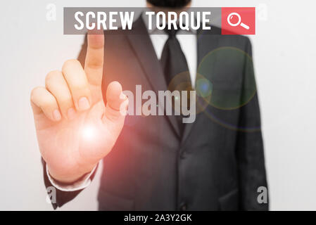 Handwriting text Screw Torque. Conceptual photo measure of the twisting ...