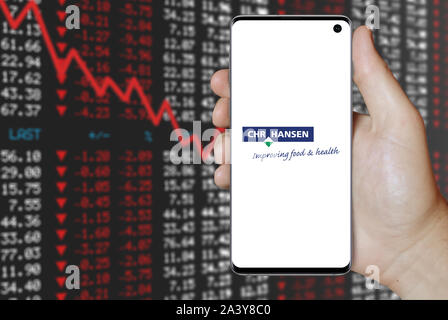 Logo of the public company Chr. Hansen Holding displayed on a computer ...