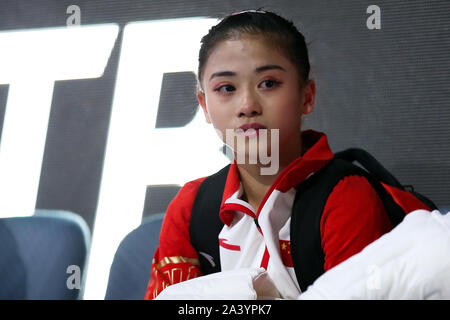 Stuttgart, Germany. 10th Oct, 2019. Chinese gymnast Li Shijia competes ...