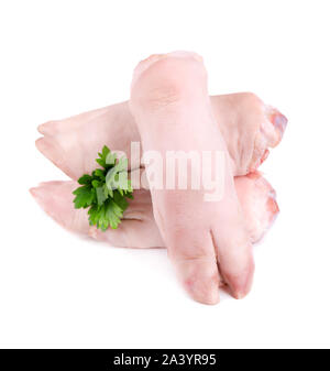 Raw pork hooves isolated on white background. Fresh pig legs Stock ...