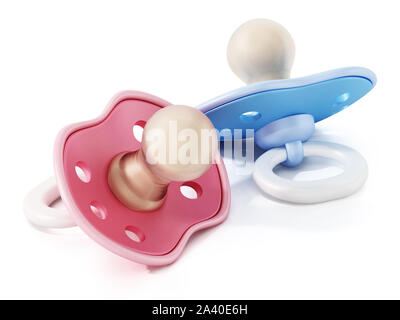 pacifiers isolated on white background 3d illustration Stock Photo - Alamy