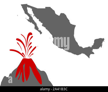 Map of Mexico with volcano Stock Photo - Alamy