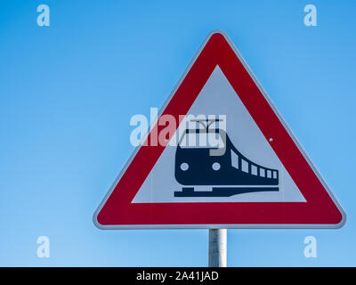 German Railroad Level Crossing Warning Sign "Achtung" Attention Stock ...