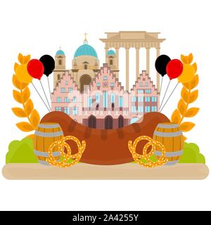 View of traditional german objects with famous buildings. Travel to ...