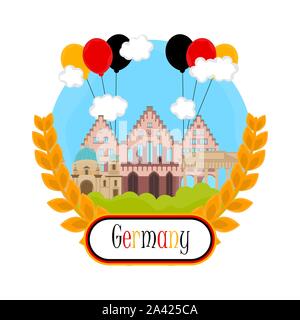 View of traditional german objects with famous buildings. Travel to ...