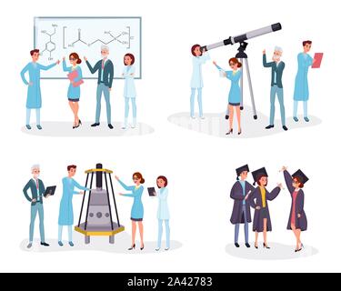 Scientists team flat vector illustrations set Stock Vector Image & Art ...