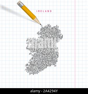 Ireland map hand drawn sketch. Vector concept illustration flag ...