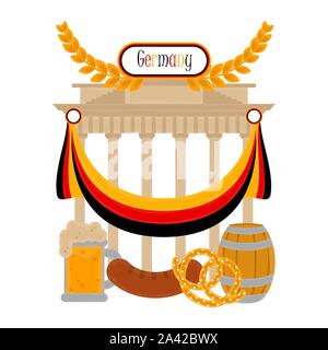 View of traditional german objects with famous buildings. Travel to ...