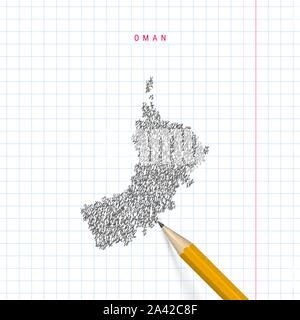 Scribble map of Oman. Sketch Country map for infographic, brochures and ...