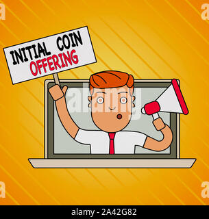 Conceptual hand writing showing Initial Coin Offering. Business photo ...