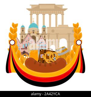 View of traditional german objects with famous buildings. Travel to ...