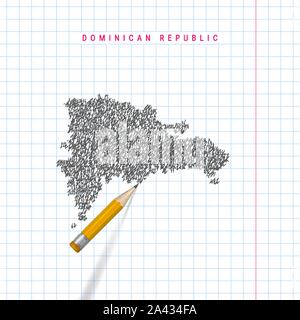 Dominican Republic map hand drawn sketch. Vector concept illustration ...