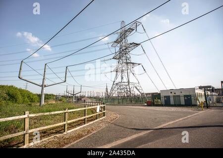 Electricity sub-station converting high voltage electricity from the ...