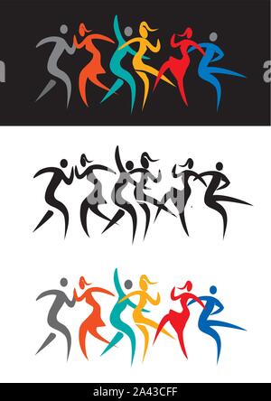 Stylized dancing partners. Dance party, dancing group, active lifestyle ...