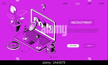 Recruitment - line design style isometric web banner Stock Vector Image ...