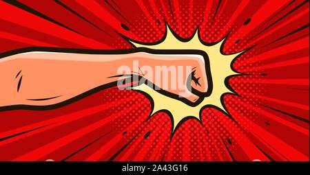 Fist Punch Hand Comic Pop Art Explosion Cartoon Stock Vector Image ...