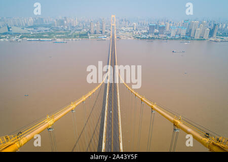 Birdview of the body of the Yangsigang Bridge, the World's longest ...