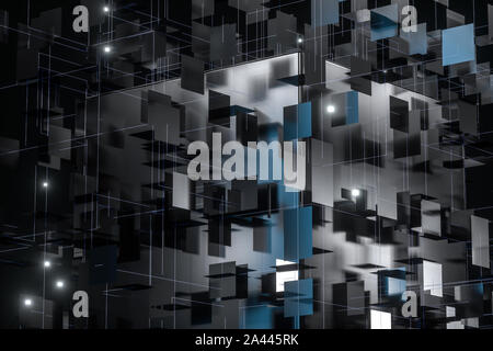 A three-dimensional space composed of square planes, 3d rendering ...