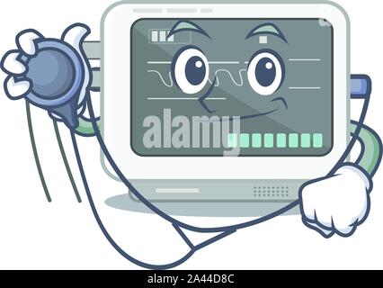 cartoon ecg heart machine medical device vector illustration eps 10 ...