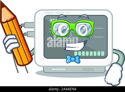 Geek ecg machine stuck the cartoon wall Stock Vector Image & Art - Alamy
