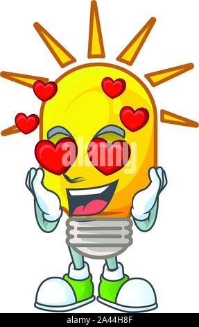 With heart lamp yellow with cartoon character shape Stock Vector Image ...
