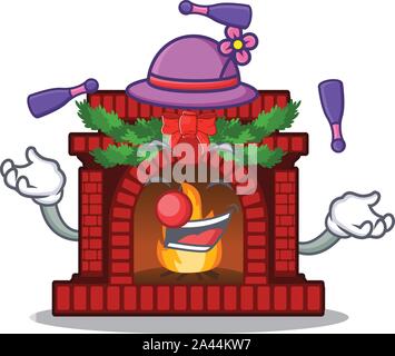 Clown christmas fireplace on with the character Stock Vector Image ...