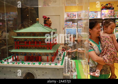 A replica of the Bell Tower made of Lego bricks is displayed at the ...