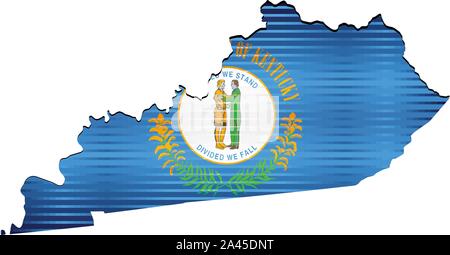 Kentucky state USA map glowing silhouette outline made of stars lines ...