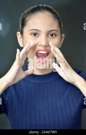 An A Shouting Pretty Teenage Female Stock Photo - Alamy