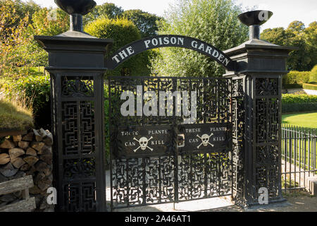 The gates and entrance to the Alnwick Poison Garden in Northumberland ...