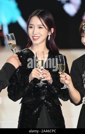 Meng Meiqi of Chinese idol group Rocket Girls 101 arrives at an airport ...