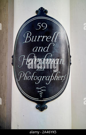 sign for burrell and hardman ltd photographers outside Hardmans house ...