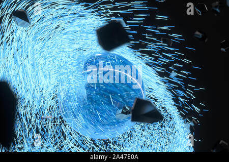 High speed vortex particles, 3d rendering. Computer digital drawing ...